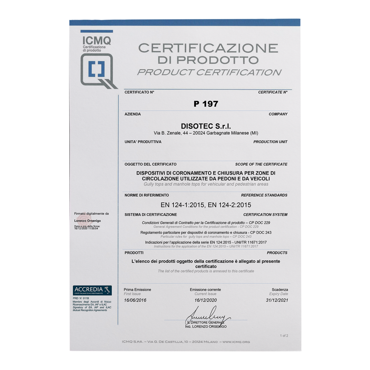 Certificati – Disotec